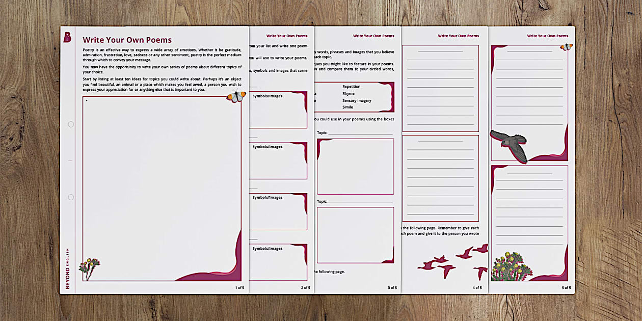Write Your Own Poems | Template for Poem Writing - Twinkl