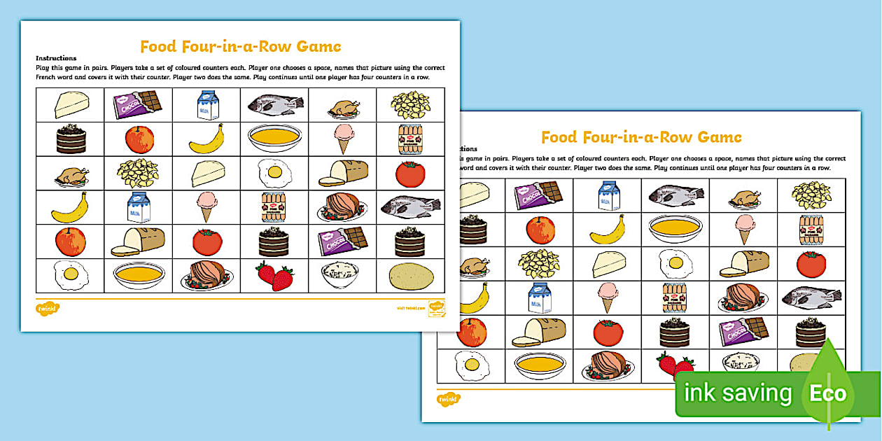 French Food Four-in-a-Row Game (Teacher-Made) - Twinkl
