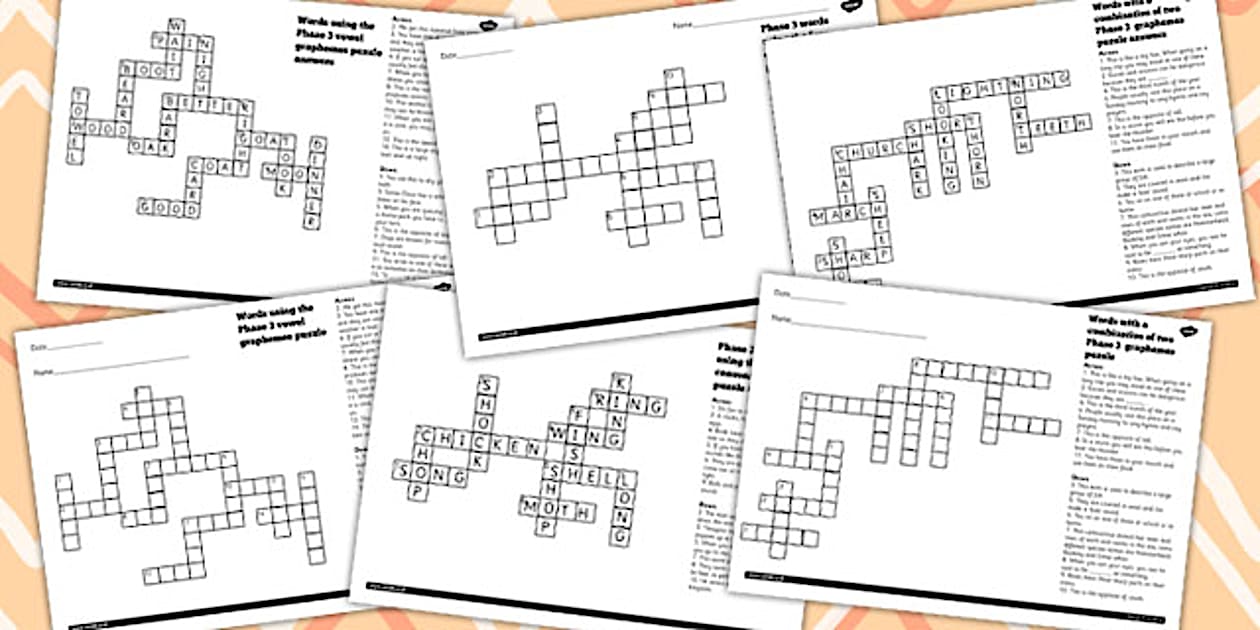 Phase 3 Crossword Puzzle Pack (teacher made) - Twinkl