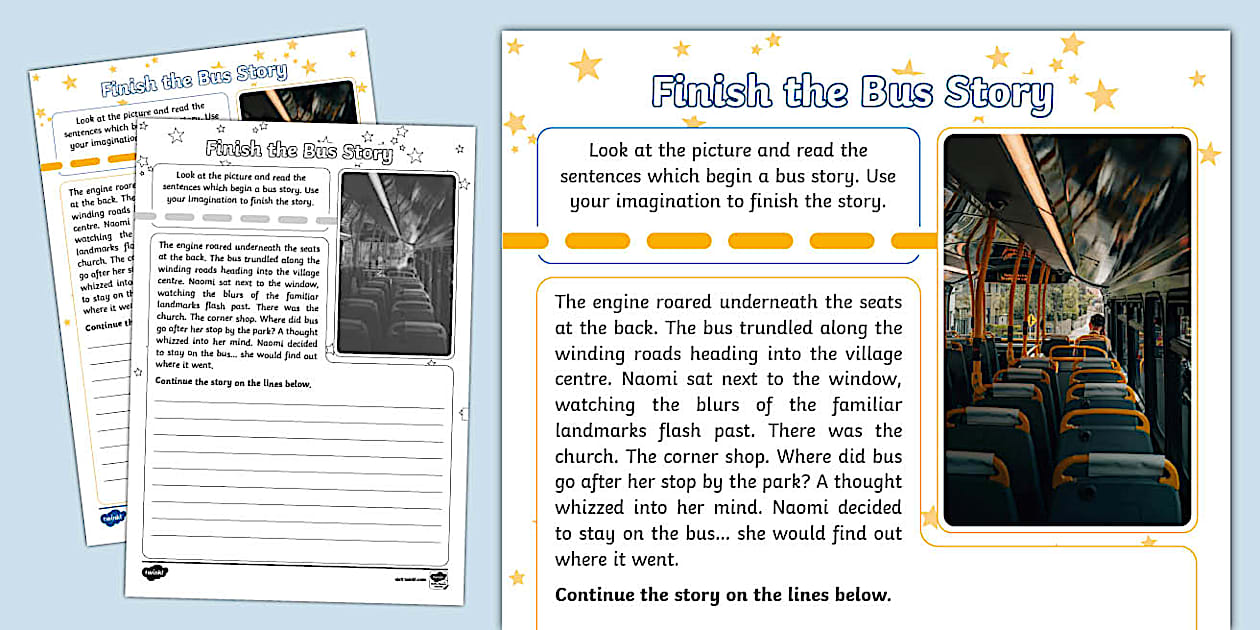 * NEW * Finish the Bus Story Writing Template - Twinkl