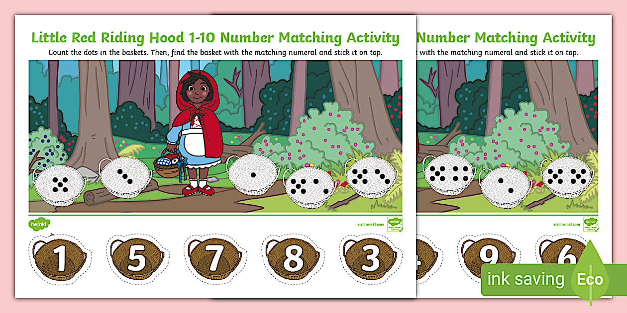 👉 Little Red Riding Hood 1-10 Number Matching Activity - EYFS