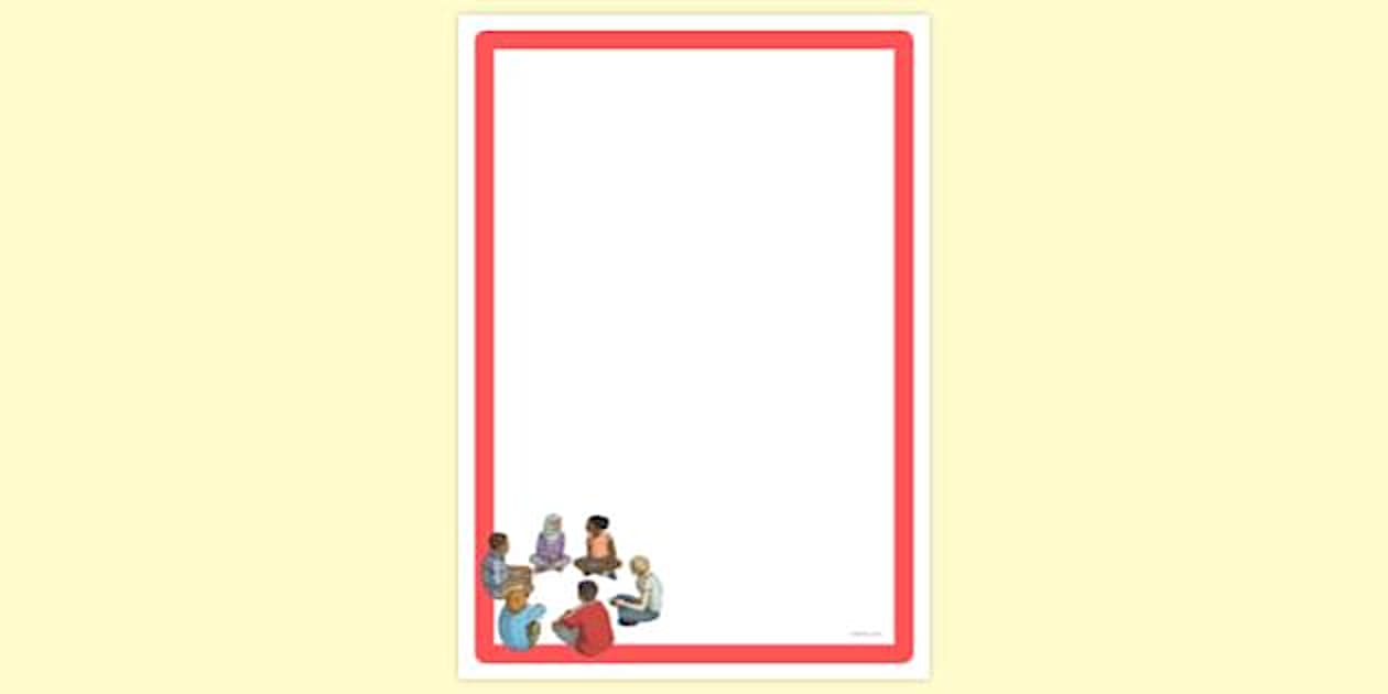 Children Sitting in a Circle Page Border | Page Borders