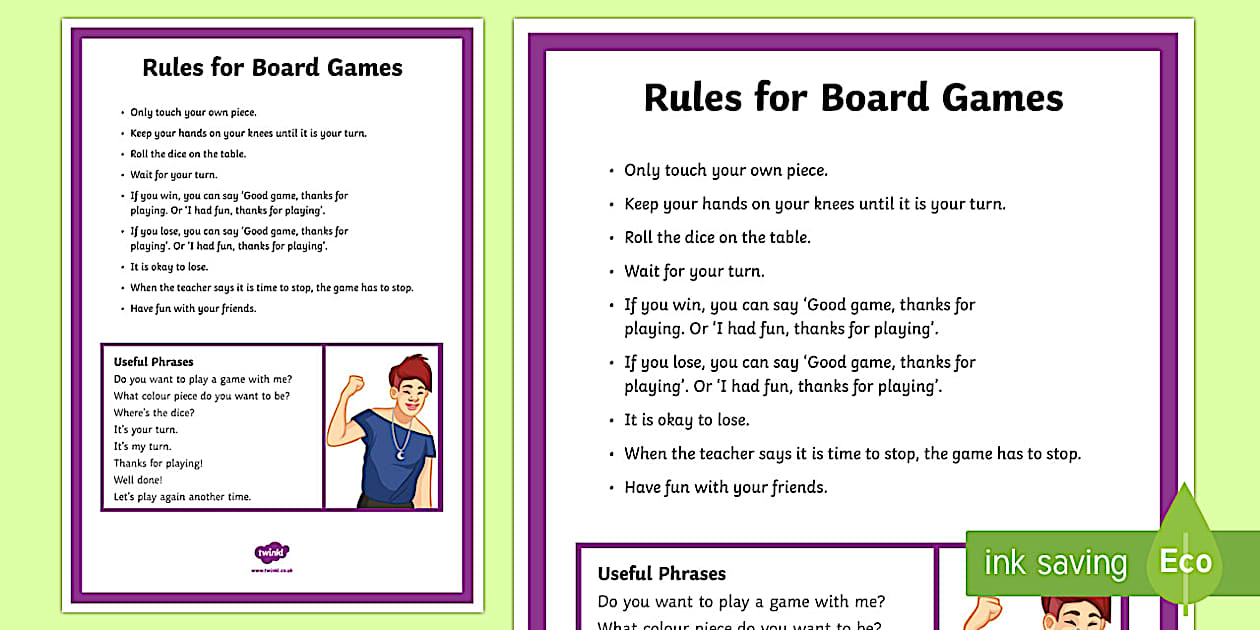 Editable Board Games Rules and Social Scripts - Twinkl