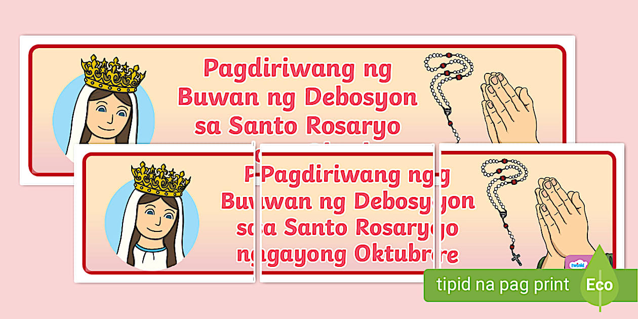 Pagdiriwang ng Buwan Ng Debosyon Sa Santo Rosaryo Banner KS1 | Twinkl
