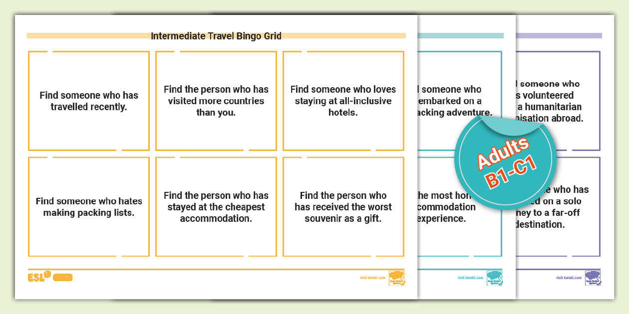 ESL Bingo Travel Game [Adult, B1-C1] (teacher made) - Twinkl