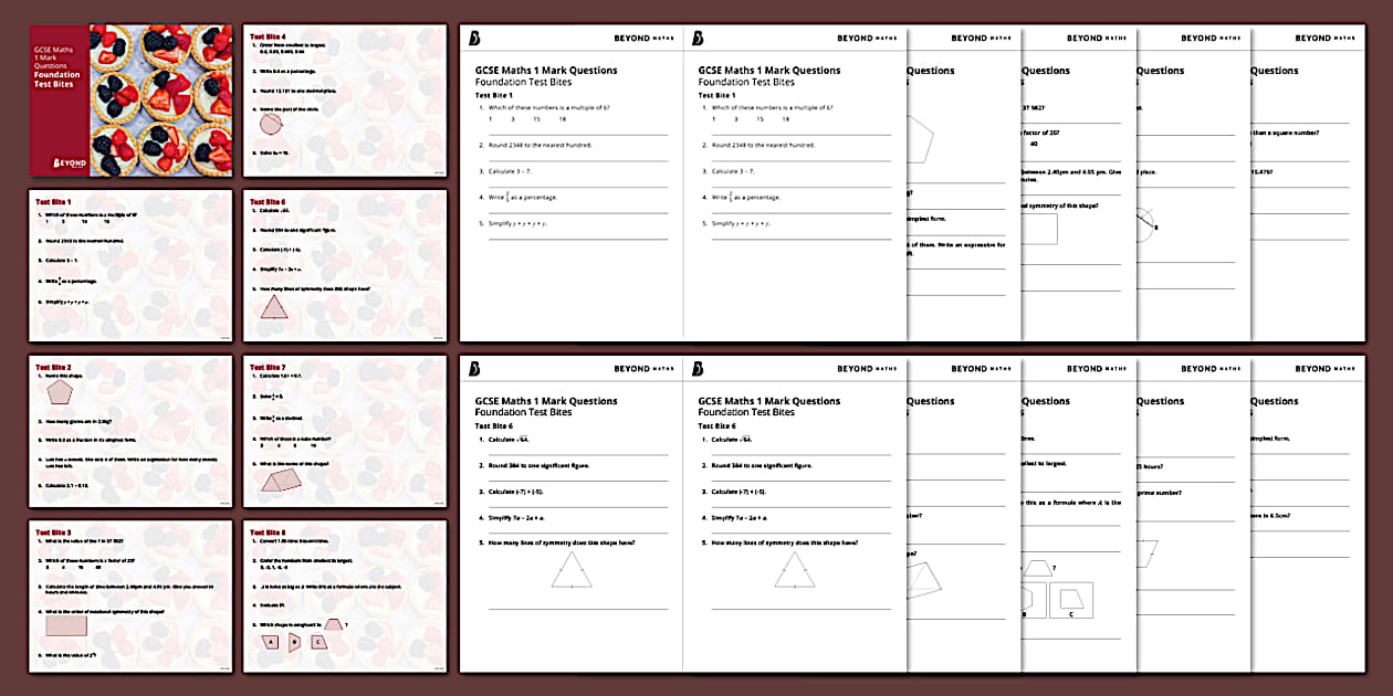 👉 GCSE Maths Revision Worksheets PDF | Foundation Test Bites