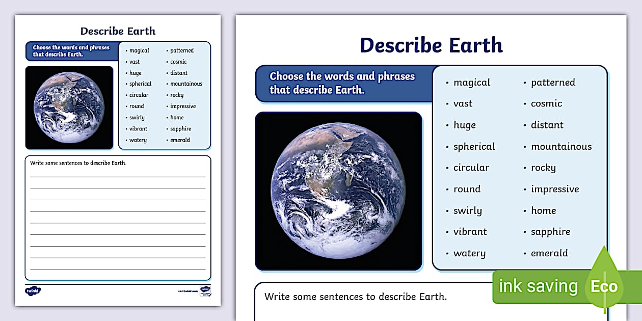Describe Earth Writing Activity (teacher made) - Twinkl