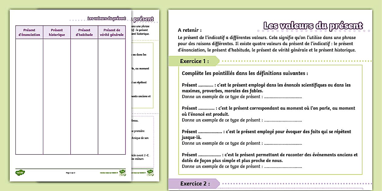 Les valeurs du présent (teacher made) - Twinkl