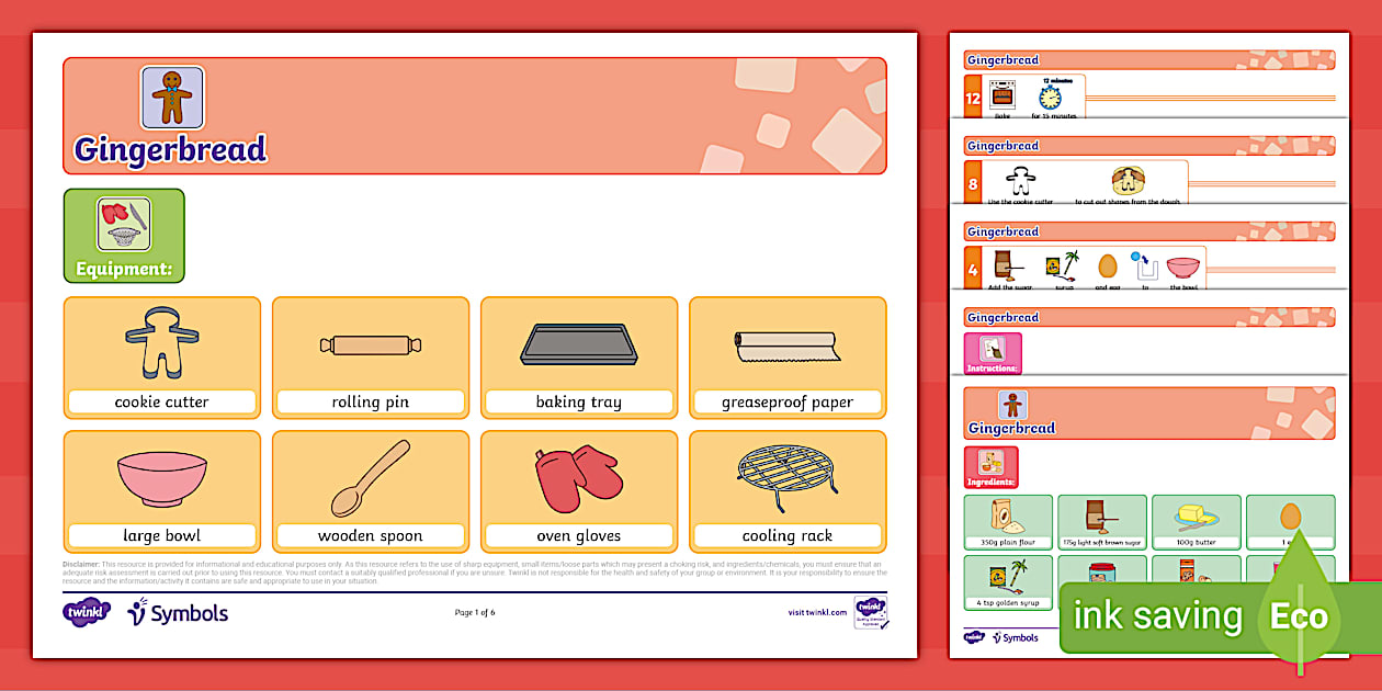 Twinkl Symbols: Gingerbread Recipe (teacher made) - Twinkl