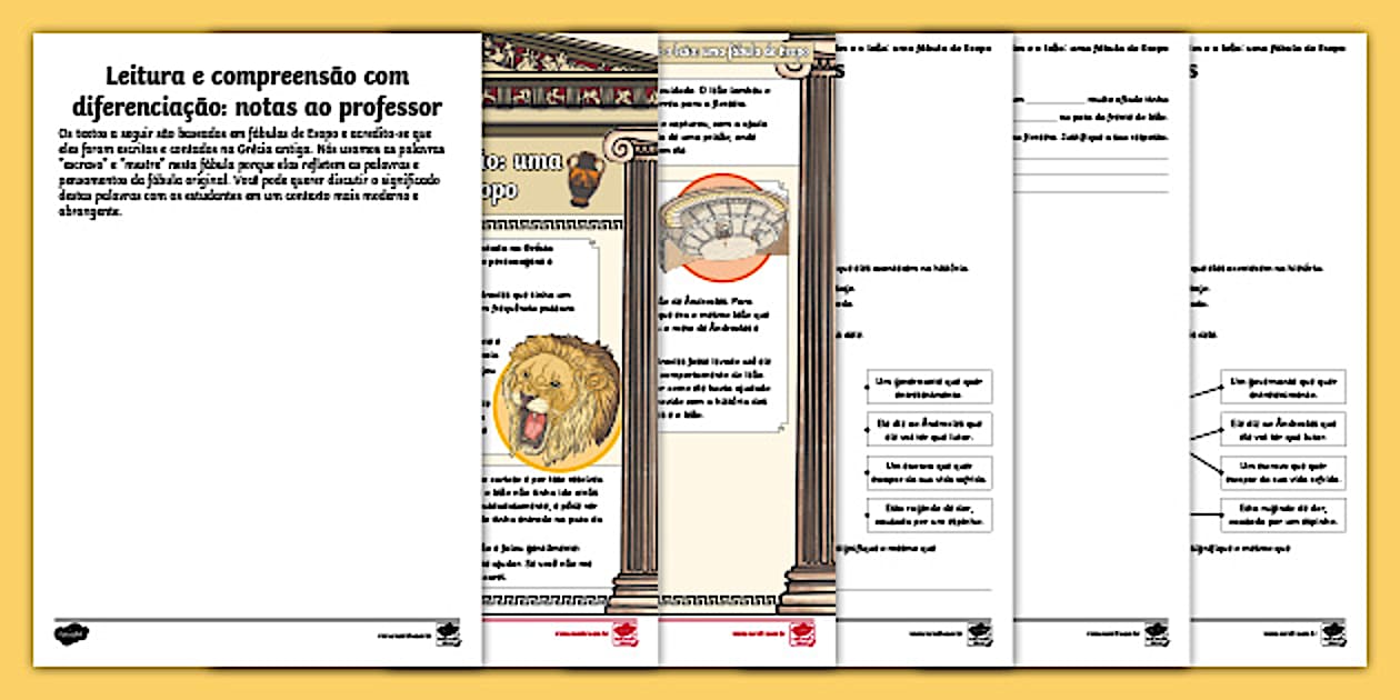 Ândrocles e o leão: fábula Leitura e interpretação