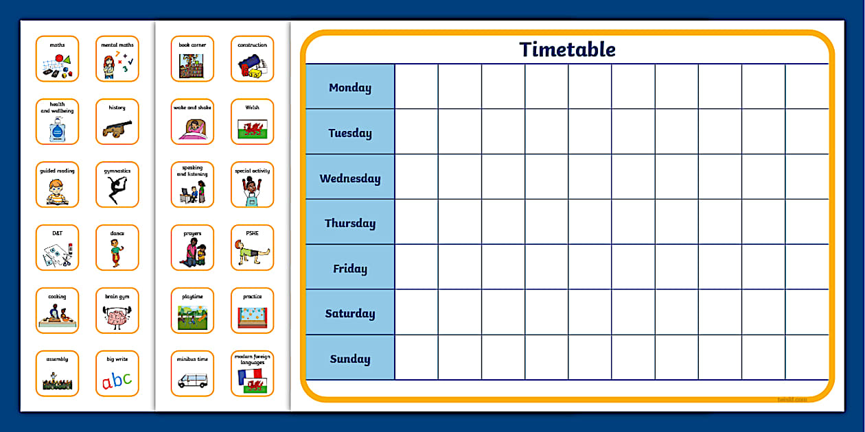 Weekly Visual Timetable Template - EYLF | Twinkl - Twinkl