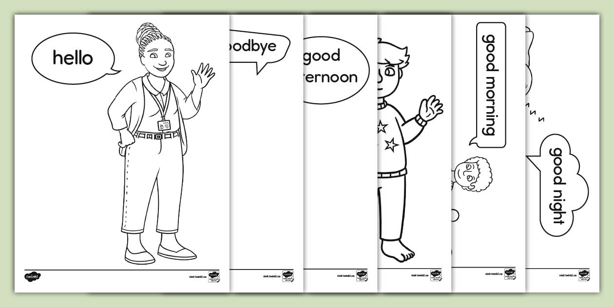 Coloriage : Les salutations en anglais - Twinkl