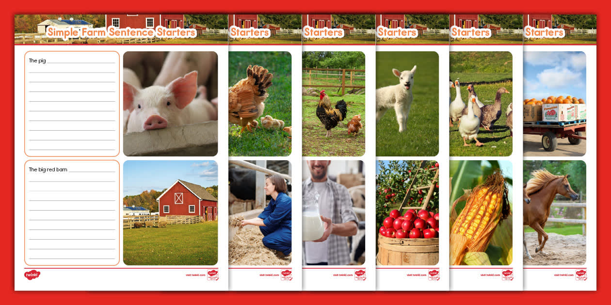 Simple Farm Sentence Starters: Writing Prompts With Photo
