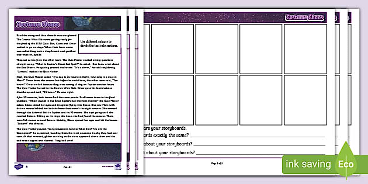 Solar System Differentiated Comprehension Storyboard