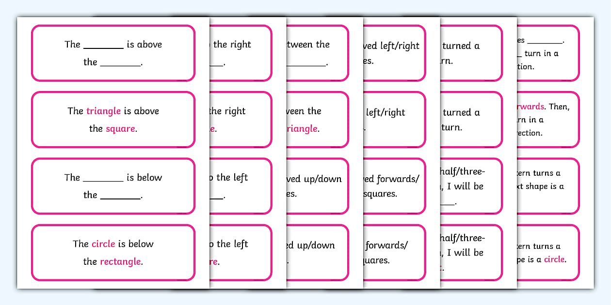 👉 Y2 Position and Direction Stem Sentences - Twinkl