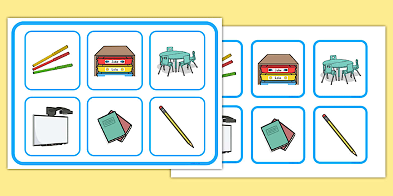 Classroom Objects Matching Cards and Board - Twinkl