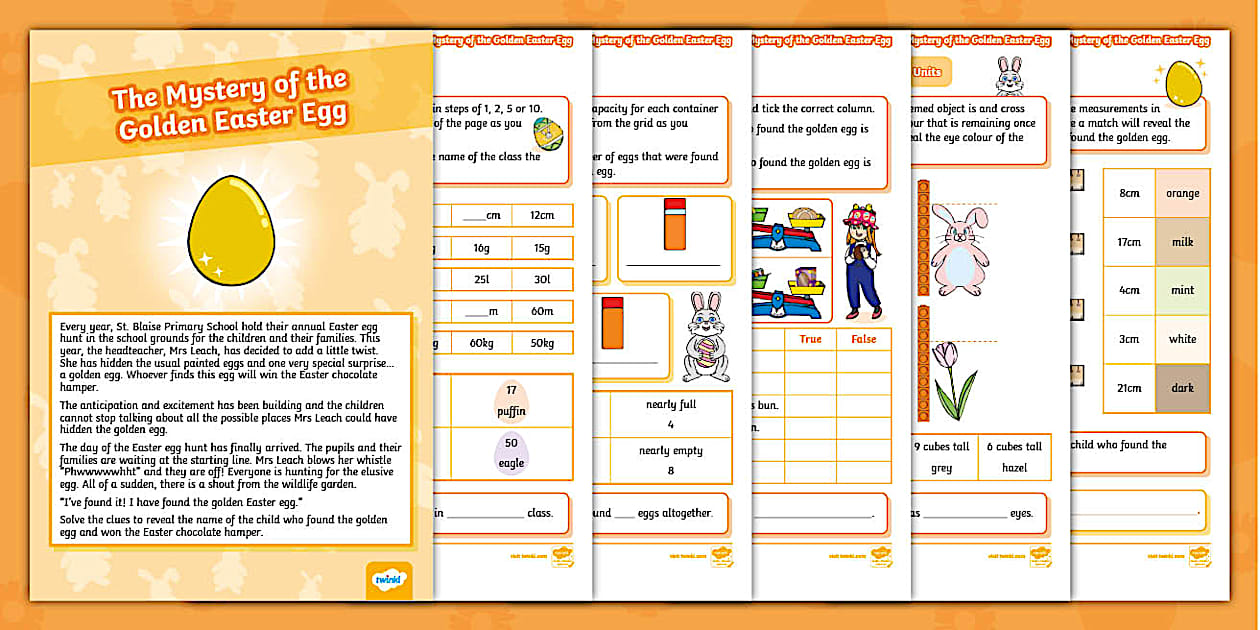 👉 Y1 The Mystery of the Golden Easter Egg Maths Mystery Game