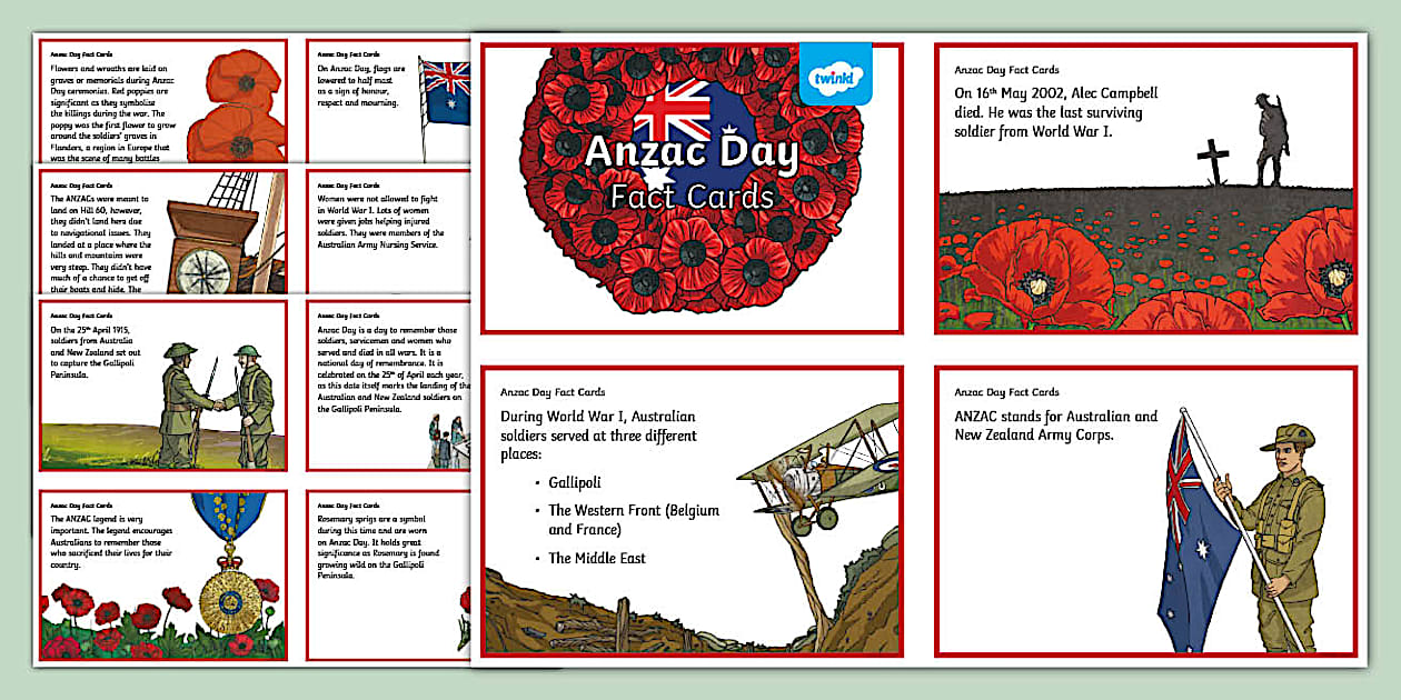 VIC Anzac Day Fact Cards (professor feito) - Twinkl