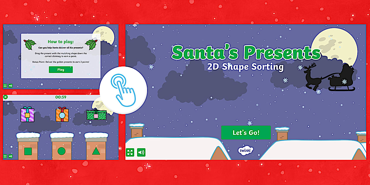 Santa's Presents: 2D Shape Sorting Game | Twinkl Go!