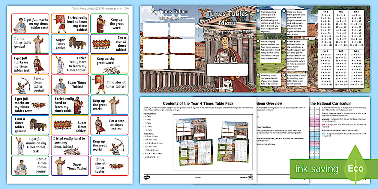 Year 4 Ancient Roman-Themed Times Tables Pack (teacher made)