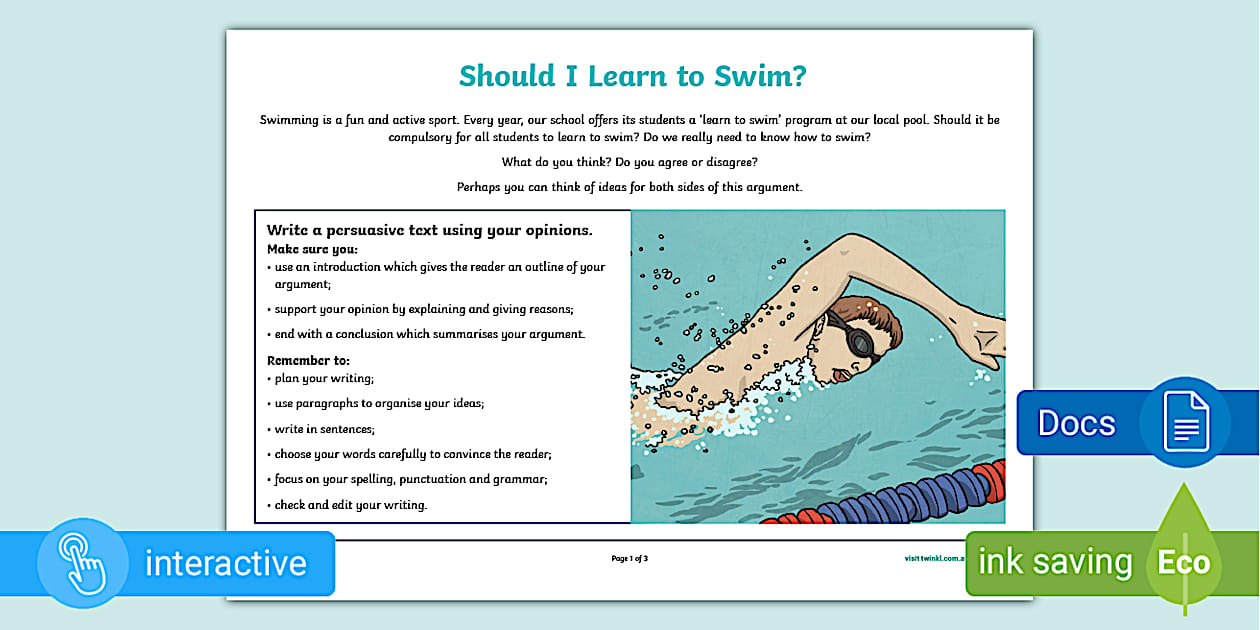 NAPLAN English Example Tests - Set 2 Persuasive Writing