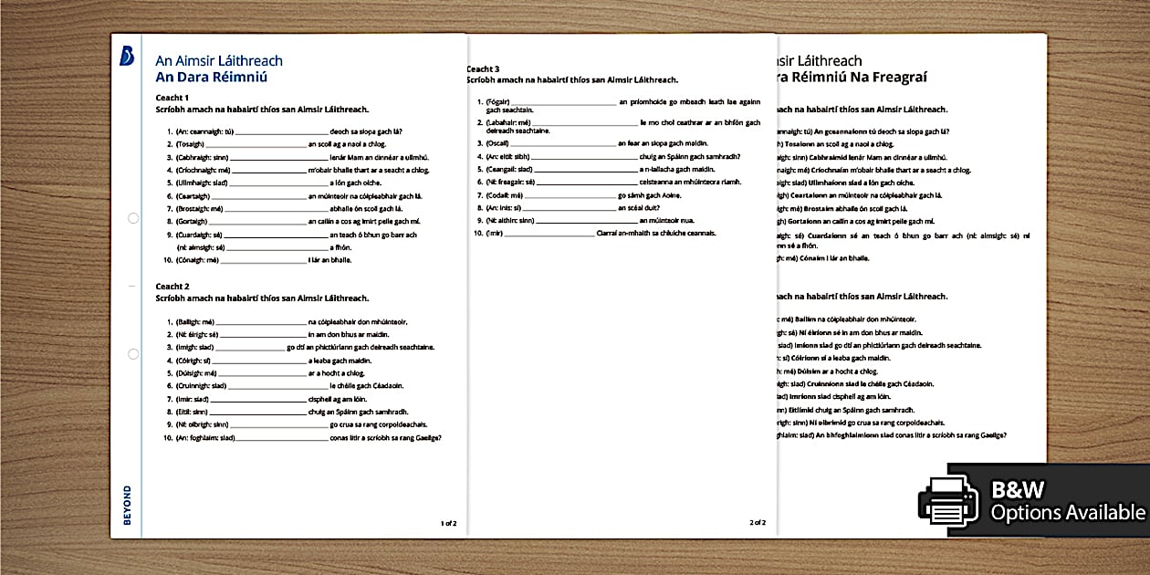 An Aimsir Láithreach - Dara Réimniú Bileog Oibre - Twinkl