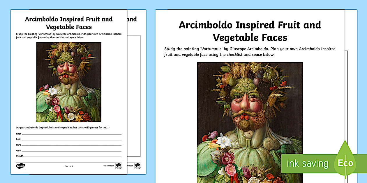 Arcimboldo Inspired Fruit and Vegetable Faces Worksheet / Worksheet