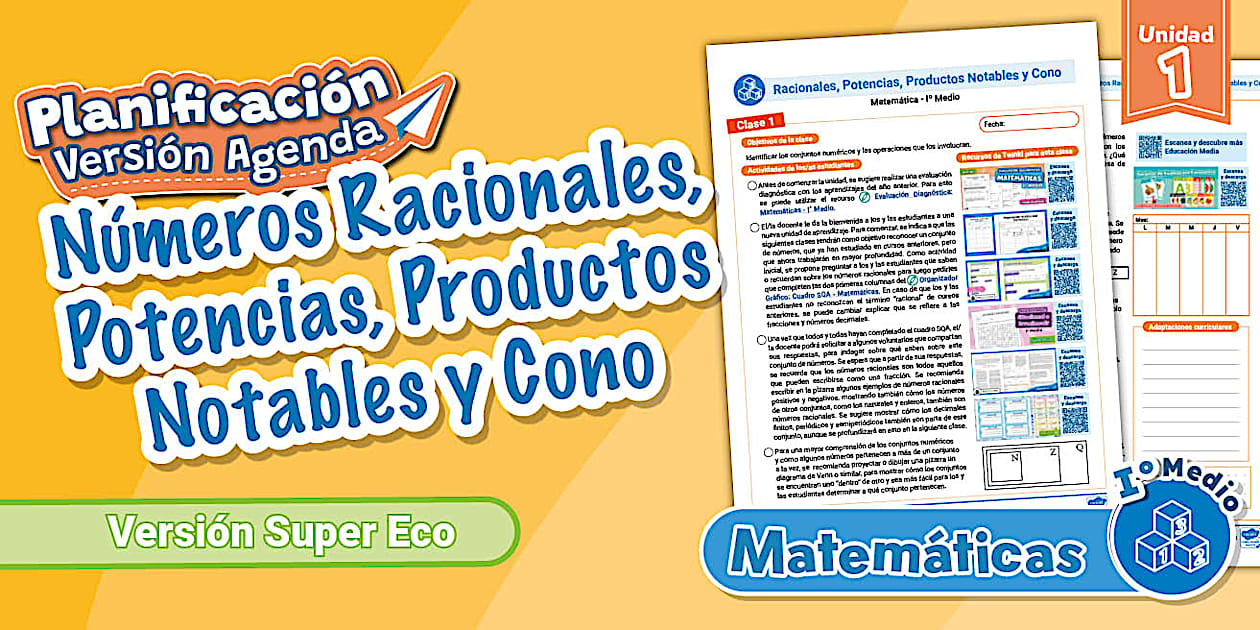 Planificación | Agenda | Matemáticas | I° Medio | Unidad 1