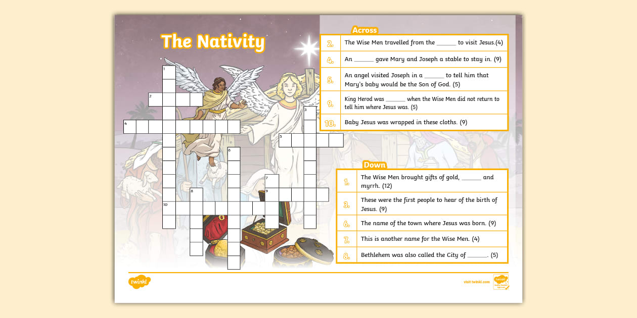 The Nativity Crossword - KS2 (teacher made) - Twinkl