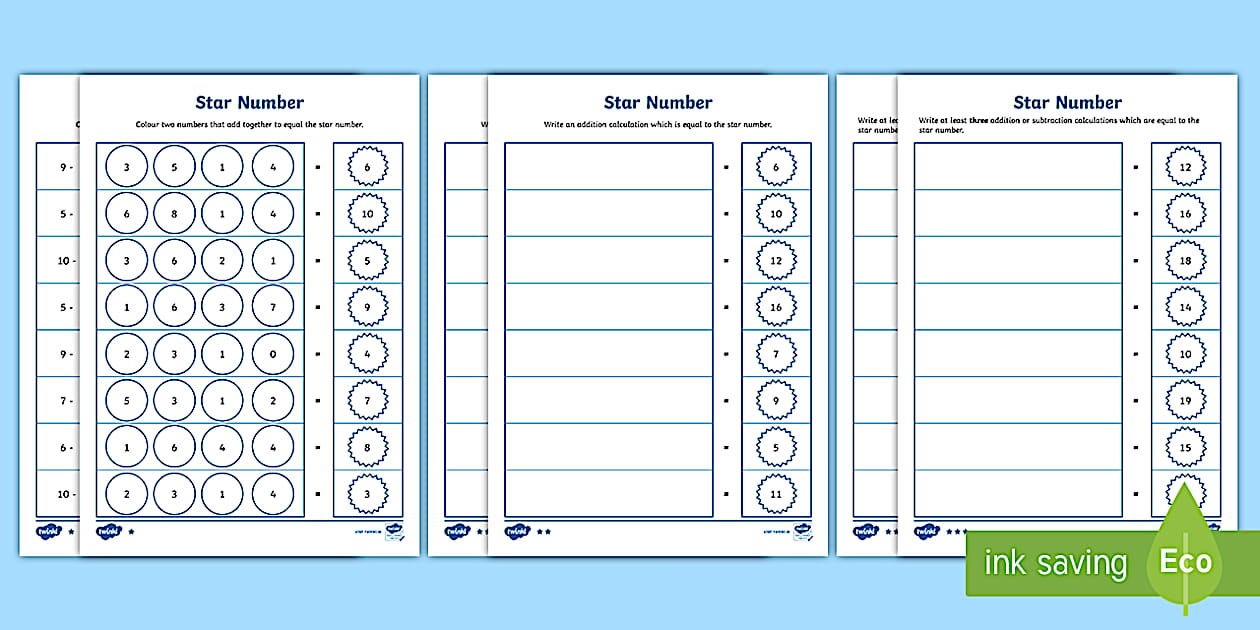 Higher Ability Star Numbers Addition and Subtraction Calculation