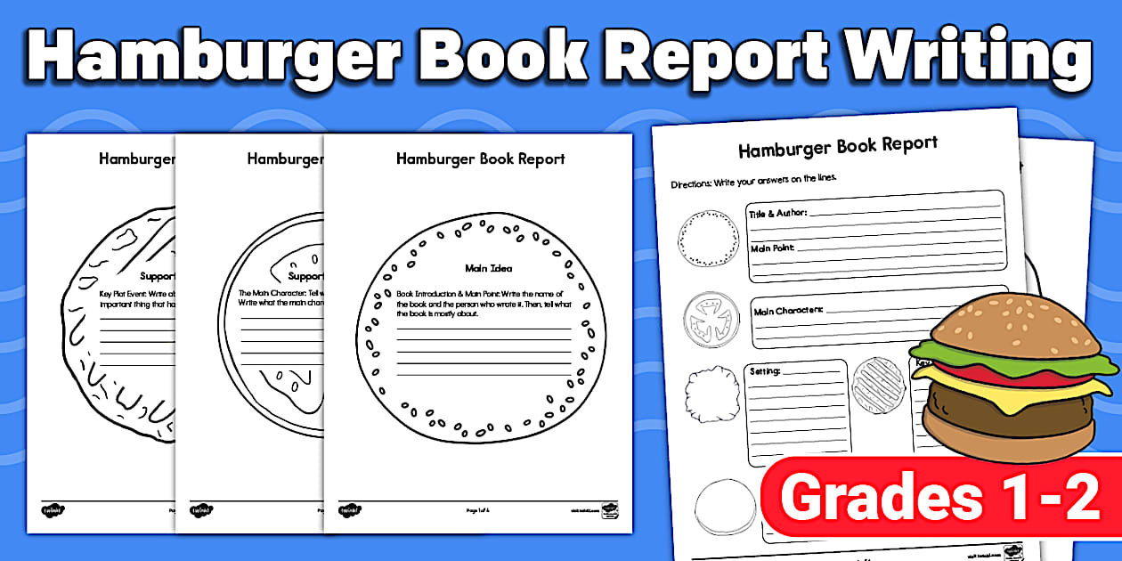 Hamburger Book Report Writing Template for 1st-2nd Grade