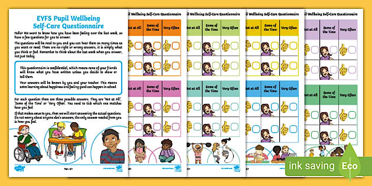 EYFS Pupil Wellbeing Self-Care Questionnaire (teacher made)