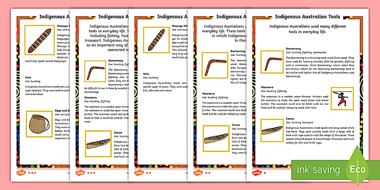 Indigenous Australian Tools Differentiated Fact File
