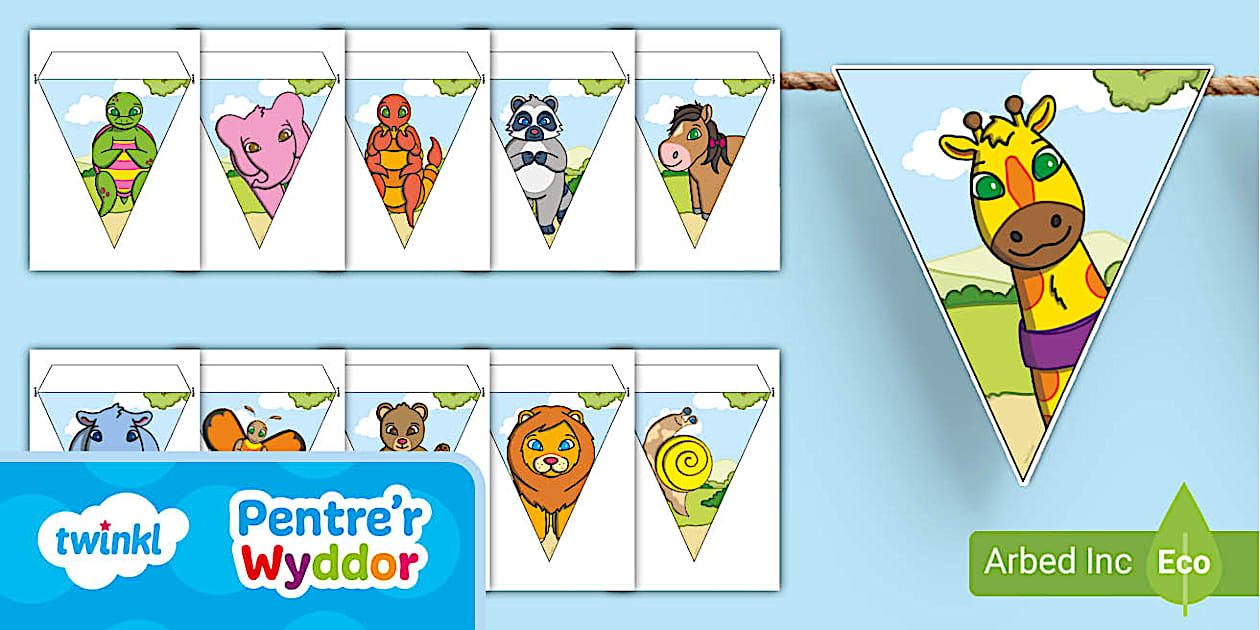 Baneri Bach Cymeriadau Pentre'r Wyddor (teacher made)