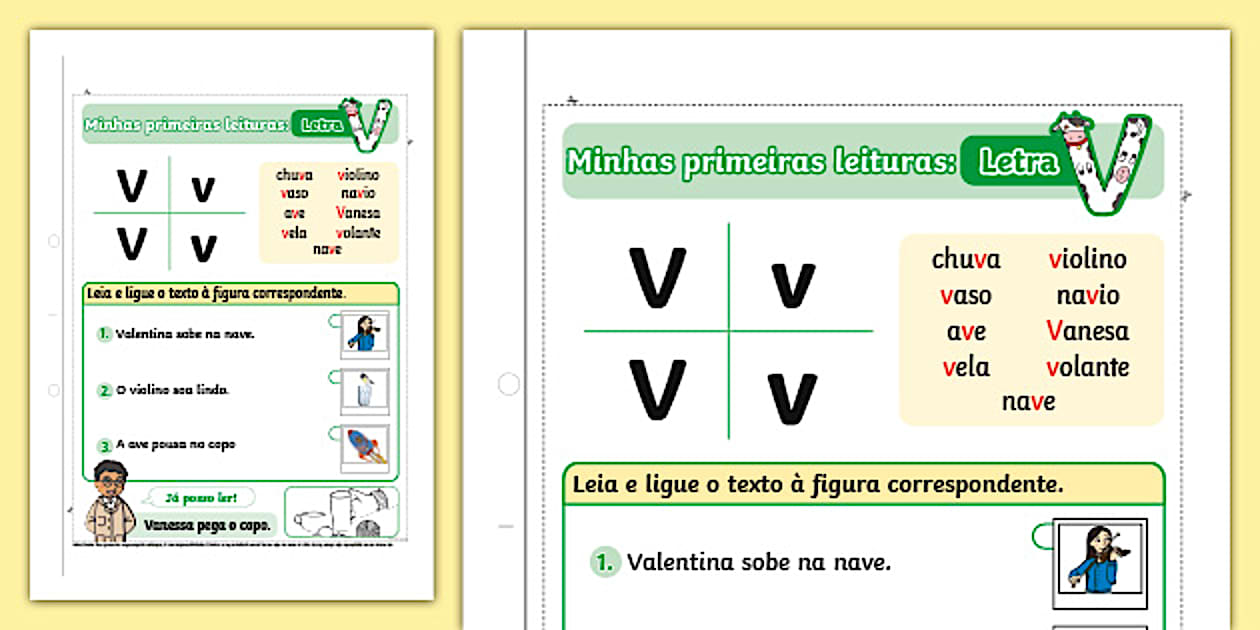 Minhas primeiras leituras: Letra V (Teacher-Made) - Twinkl