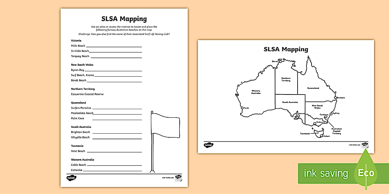 Surf Life Saving Australia mapping Worksheet / Worksheet