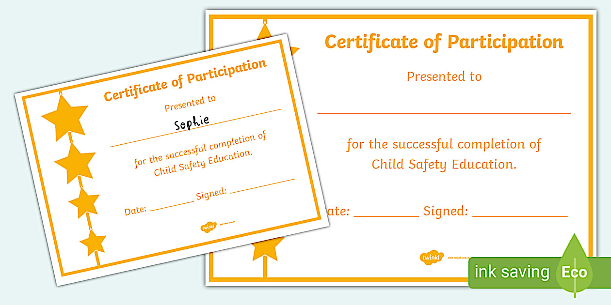 Child Safety Certificate (teacher made) - Twinkl