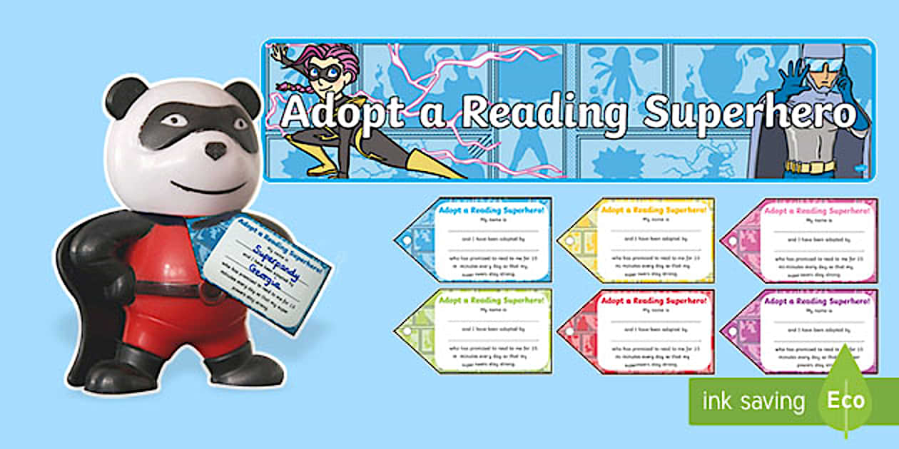Adopt a Reading Superhero Tags (teacher made) - Twinkl