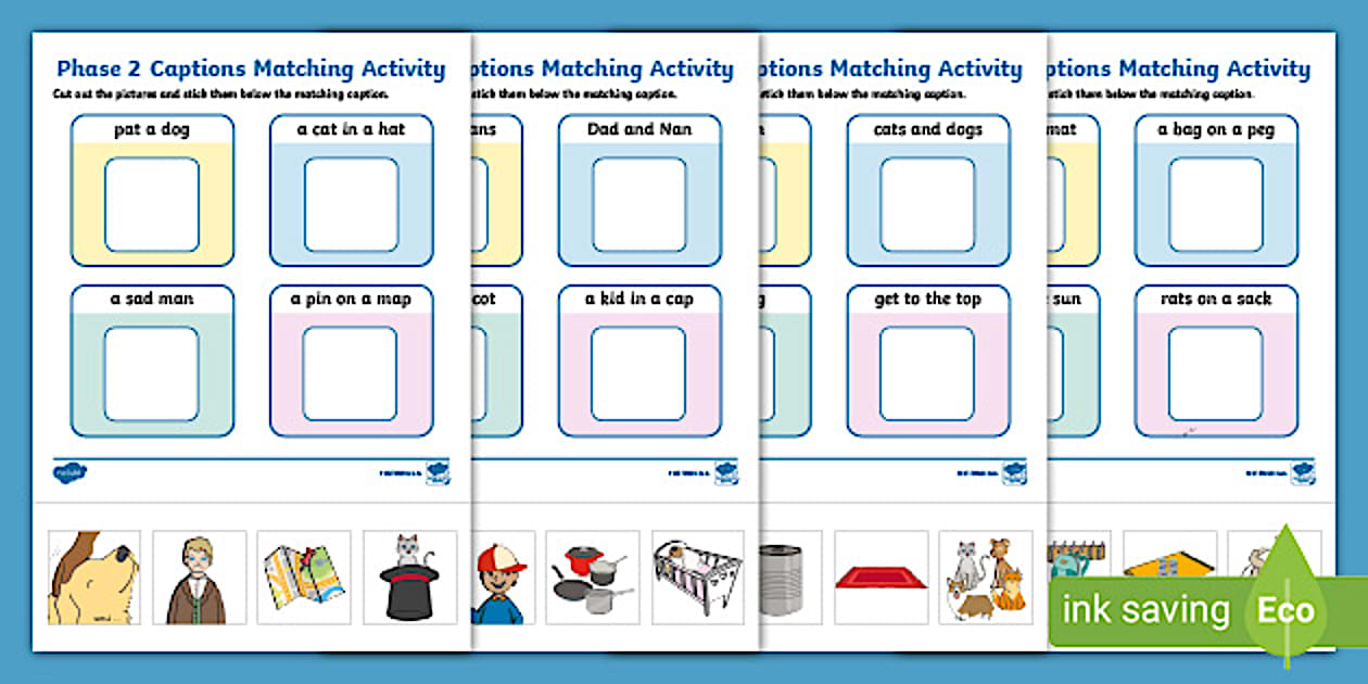 Editable Phase 2 Cut and Stick Caption Matching Activities