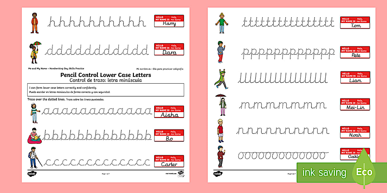 Me and My Name Lower Case Letters Pencil Control Worksheet / Worksheets