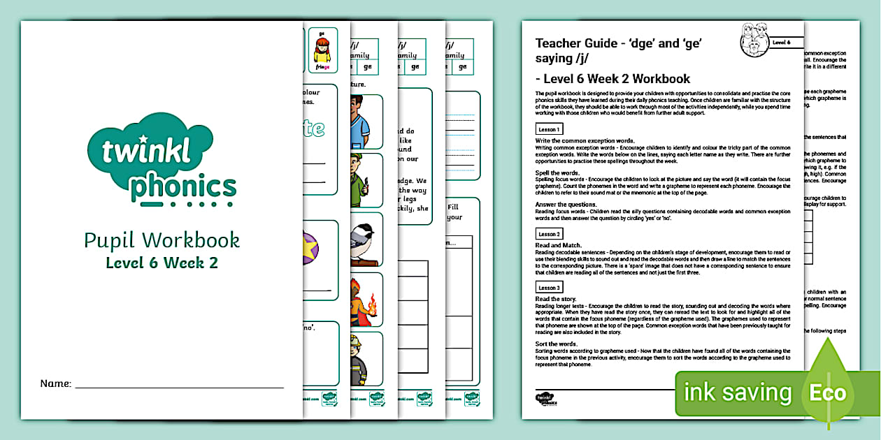 Level 6 Week 2 Phonics Workbook - Primary Resources - Twinkl