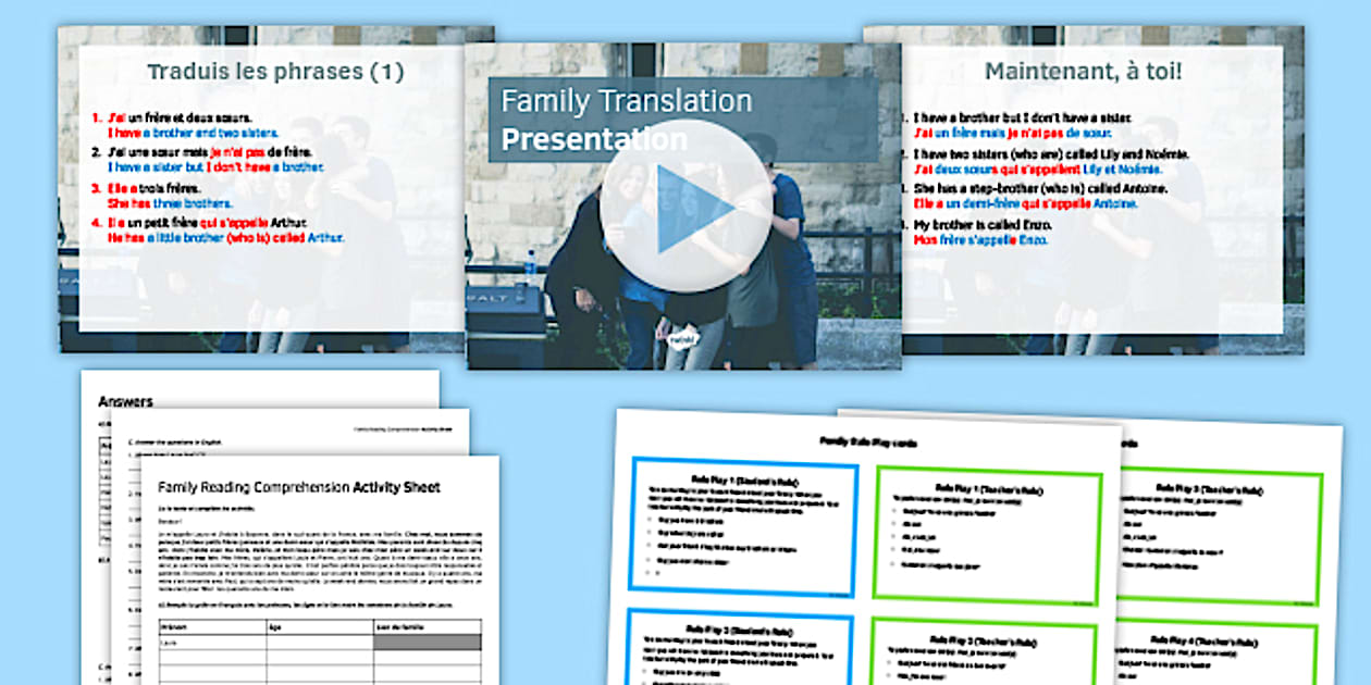 Family Activity Pack French - La famille fiche de lecture La famille ...