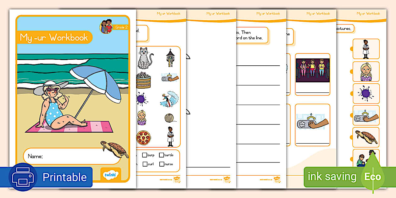 Grade 2 Phonics: ur Workbook (professor feito) - Twinkl