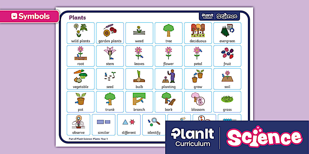 Twinkl Symbols: PlanIt Science: Plants: Year 1: AAC Mat