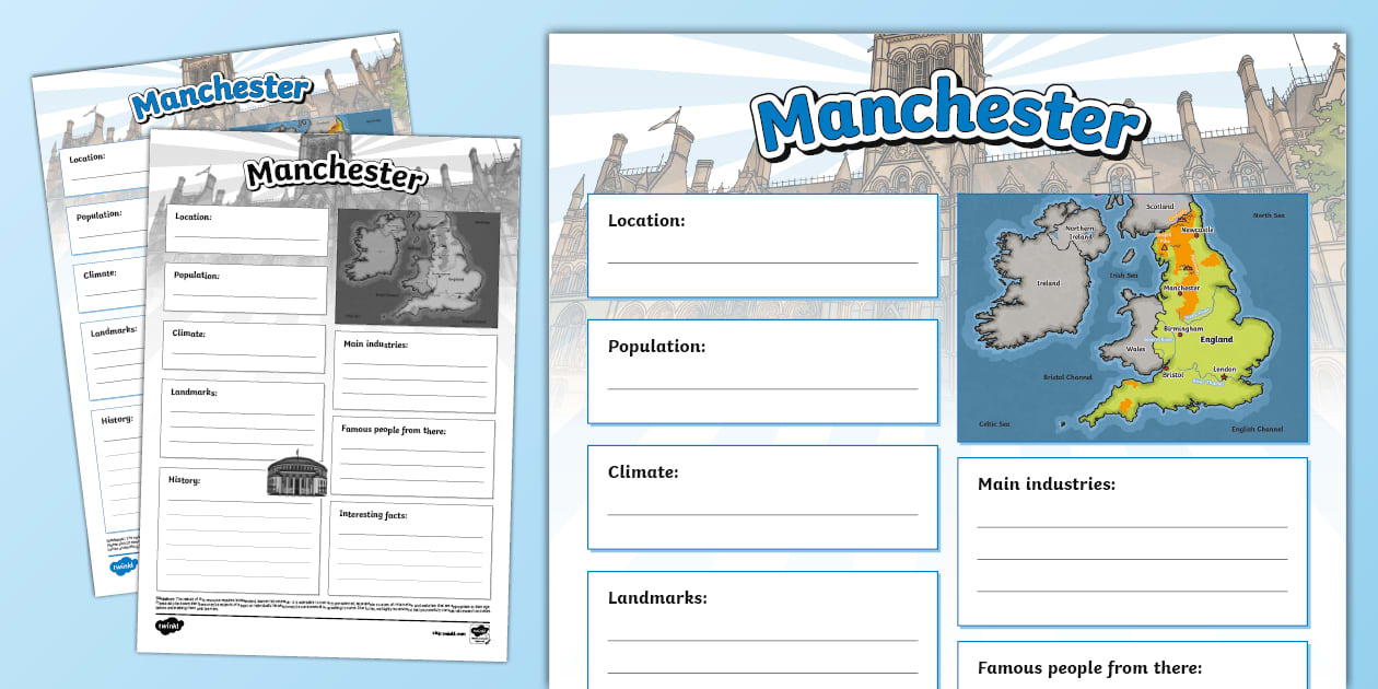 Manchester Fact File Template, Manchester (Teacher-Made)