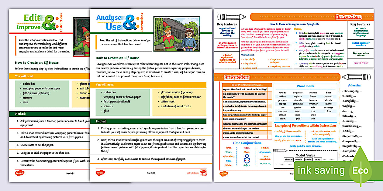 UKS2 Analyse & Use/Edit & Improve Instructions Resource Pack