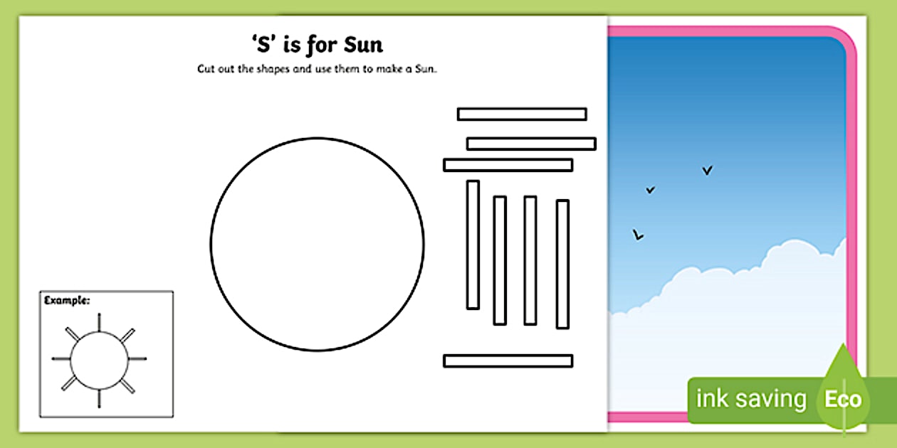 'S' Is for Sun Craft (teacher made) - Twinkl