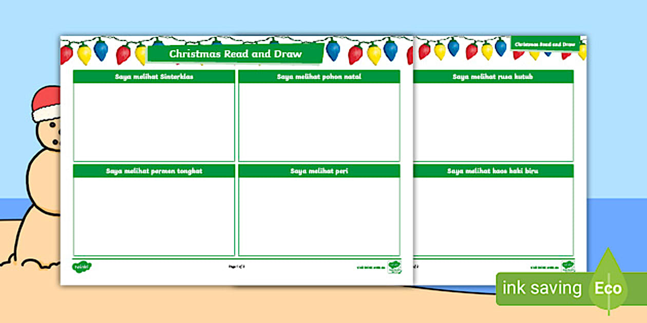 Christmas Read and Draw Activity Indonesian - Twinkl