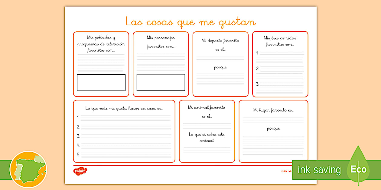 Ficha de actividad: Las cosas que me gustan - Twinkl