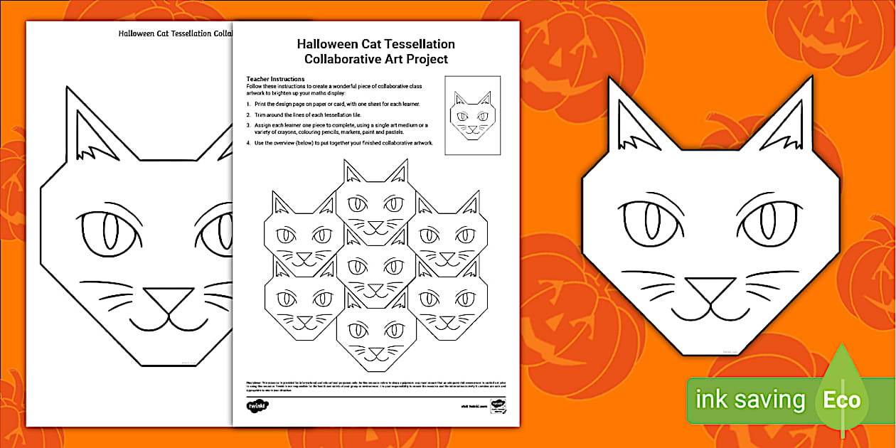 Halloween Cat Tessellation Collaborative Art Project
